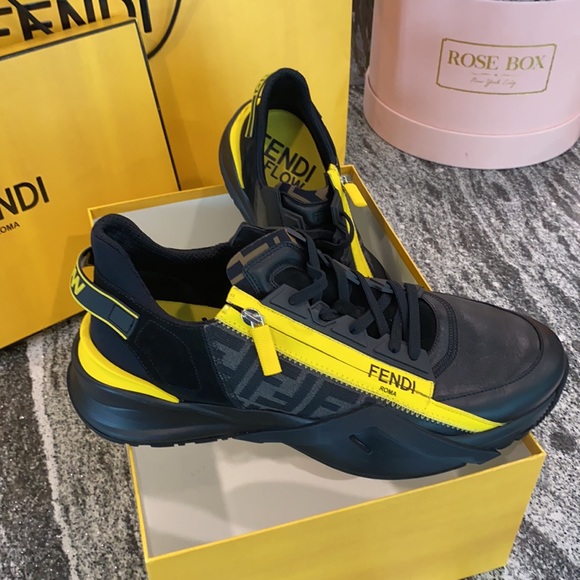 Fendi | Shoes | Mens Fendi Flow Black Leather Low Tops Sz 3 | Poshmark